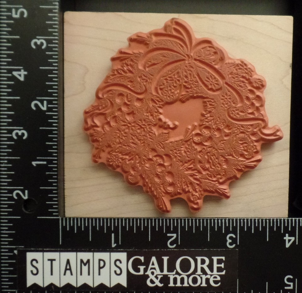 PSX Rubber Stamps K-1680 WHEAT GRAPES LEAVES FLOWERS BOW WREATH #2045 ...