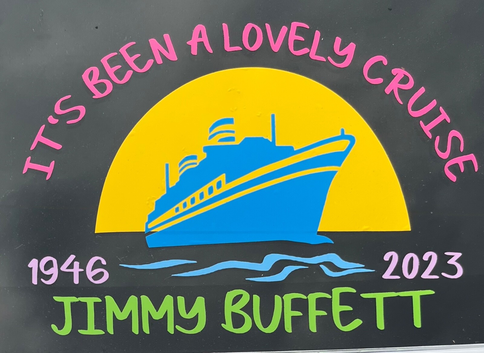 Jimmy Buffett Tribute “Lovely Cruise” cruise ship decal/sticker 5 3/4 x ...