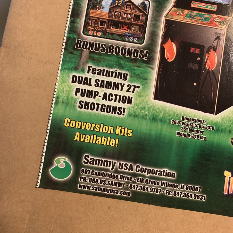 ORIGINAL AD 11-8 1/4” 2002 Trophy Hunting Sammy Arcade Video GAME FLYER ...
