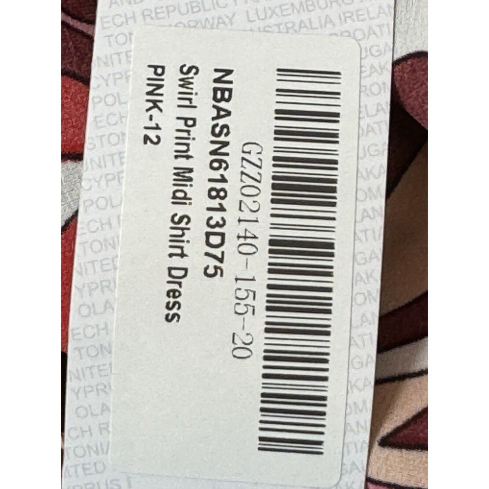 Boohoo Shirt Dress Red & Cream Pink Size 12 Swirl Pattern Button Up ...