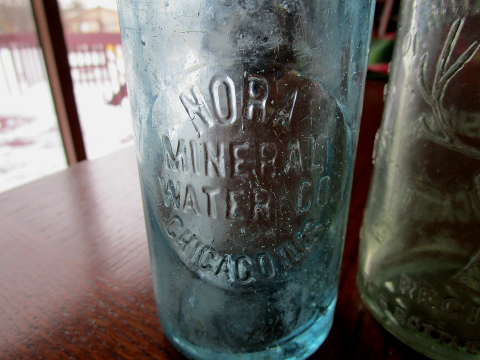 3) 1880s NORA MINERAL WATER Chicago ILLINOIS Hutch soda ILL. pop IL ...