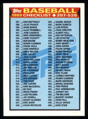 1989 Topps #524 Checklist 397-528 8 - NM/MT | eBay