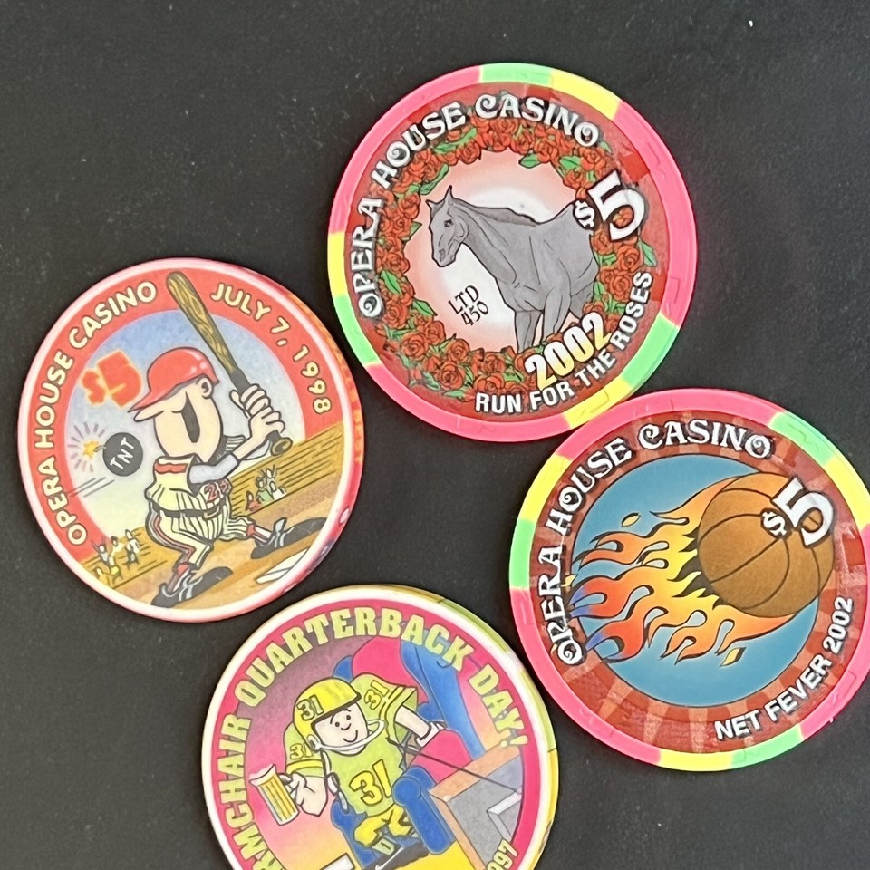 Lot Of 4 Different Opera House Las Vegas Casino Chips $5 Sports ...