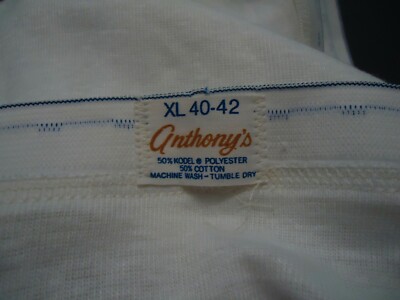 Vtg Anthony's Briefs White Cotton Blend Single Dash Lines Waist US Made ...
