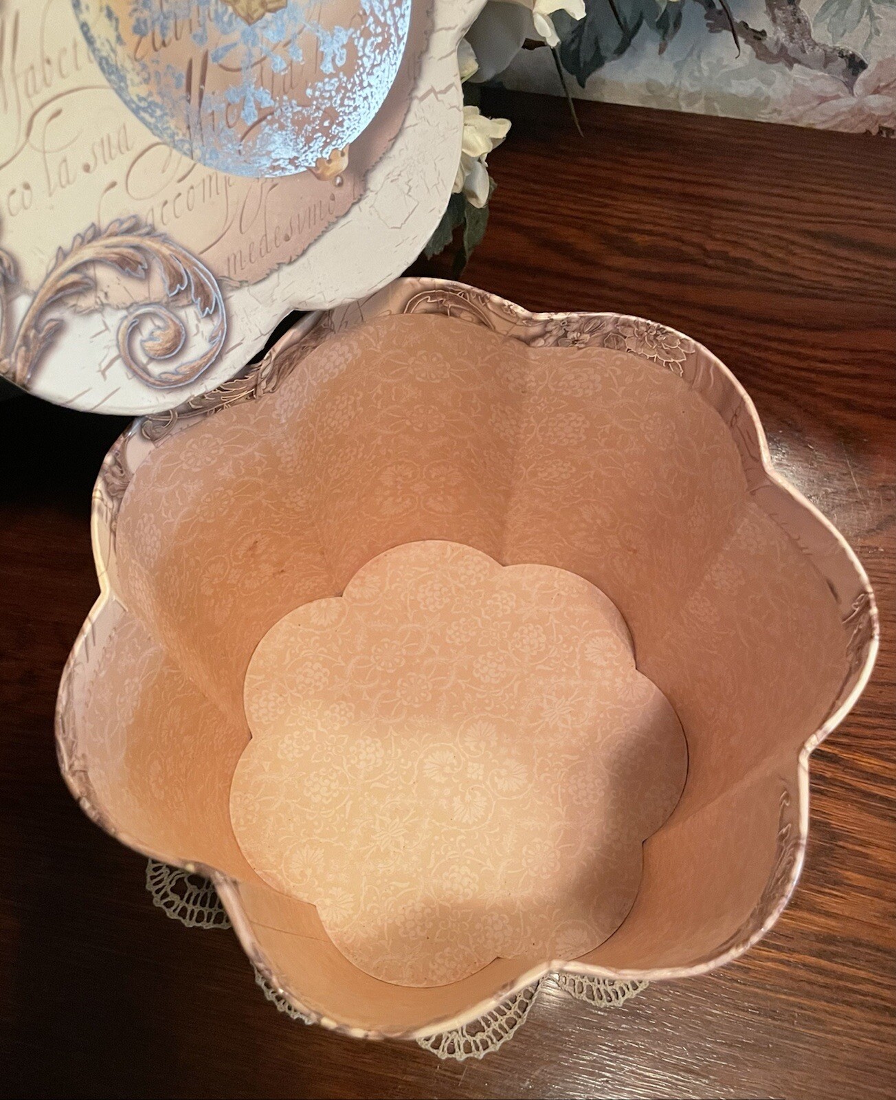 Punch Studio Gifted Line Heptagon Shaped Fluted Box; W/Floral Gold ...