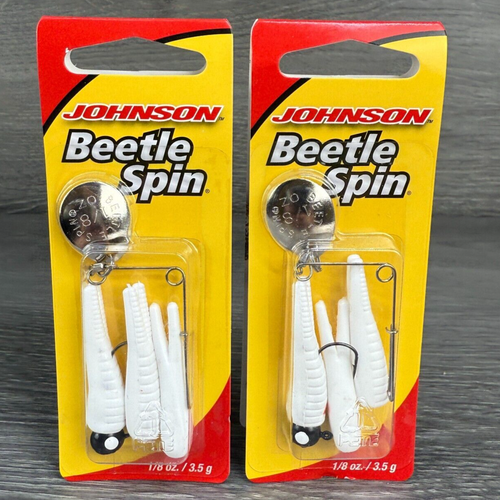 Fishing Lures Lot of 2 JOHNSON BEETLE SPIN 1/8 oz BSVP1/8-WRD White Red ...