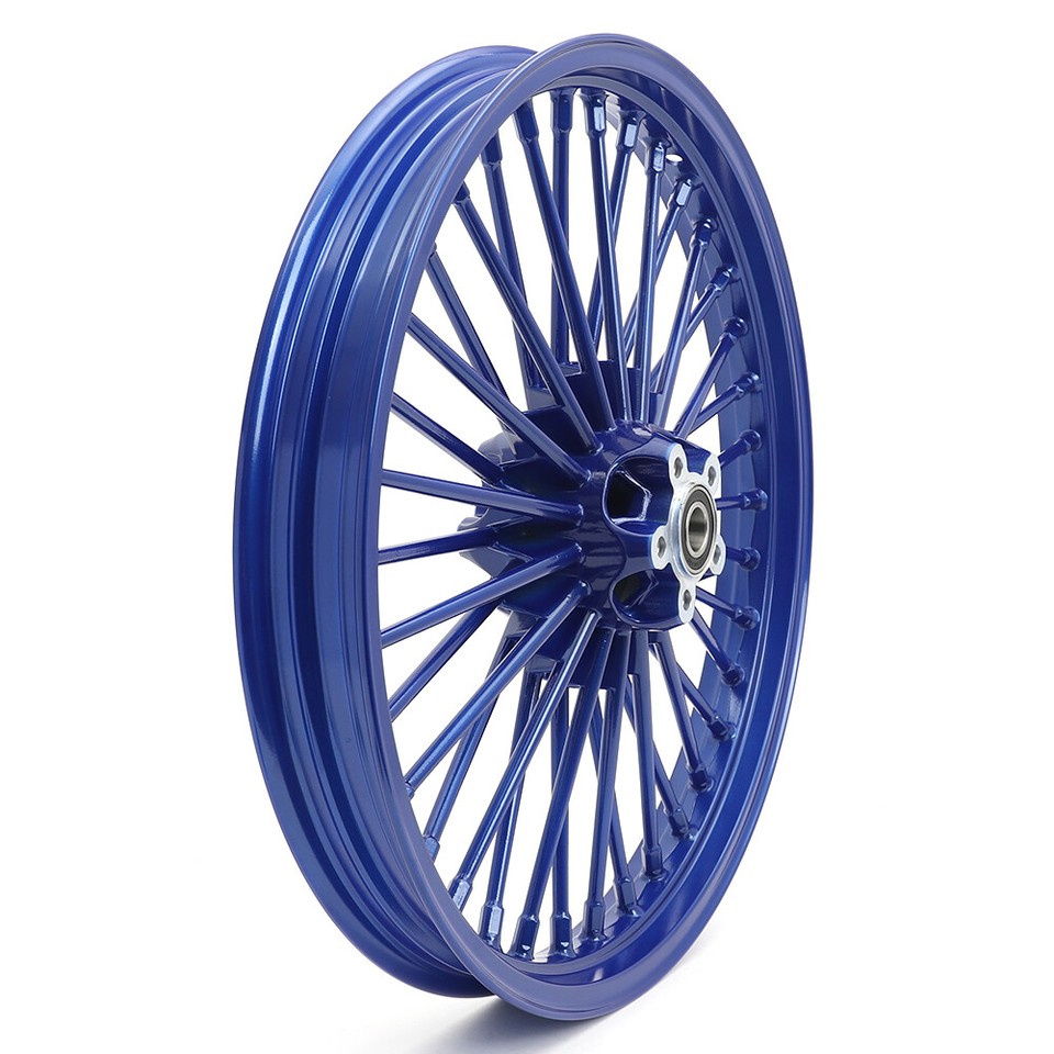 21x2.15 18x5.5 Fat Spoke Wheels Blue Rims for Harley Dyna Street Bob ...