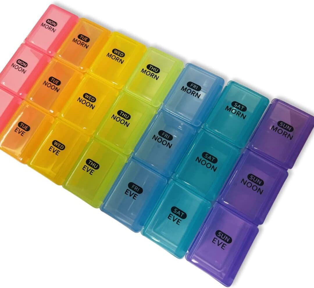 Large Pill Box 7 Day Weekly Vitamin Medicine Meds Tablet Organizer 3 ...