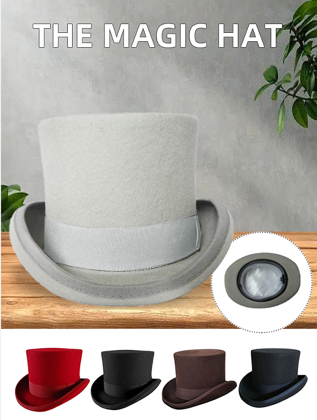 Vintage Wool Victorian Mad Hatter Top Magic Hat Gentlemen Performing ...