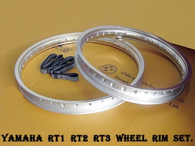 Fit YAMAHA RT1 RT2 RT3 F&R ALLOY WHEEL RIM SET SILVER+RUBBER [mi3098 ...