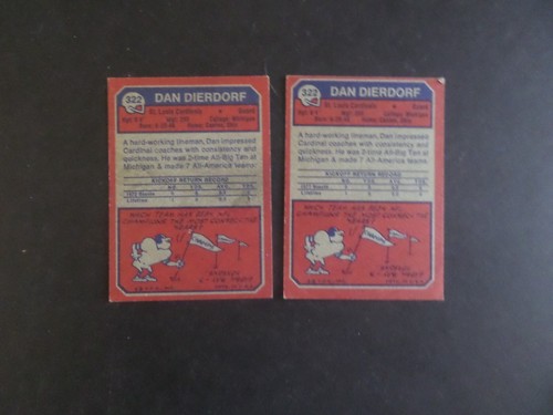 LOT OF 2-1973 TOPPS DAN DIERDORF CARDS ROOKIE FOOTBALL CARD #322 EX | eBay