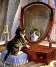 FAIREST OF THEM ALL KITTY CAT LOOKING AT MIRROR PAINTING BY FRANK PATON ...