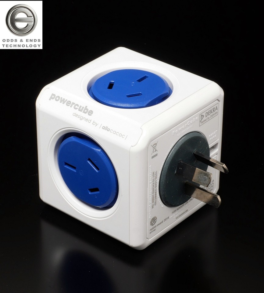 Allocacoc Powercube Original USB 4 Outlet + Dual USB Charger Blue ...