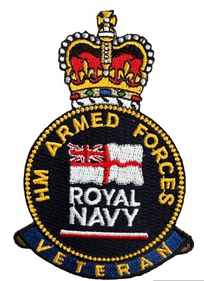 Royal Navy Veteran Crest patch - Iron or sew on embroidered patch | eBay UK