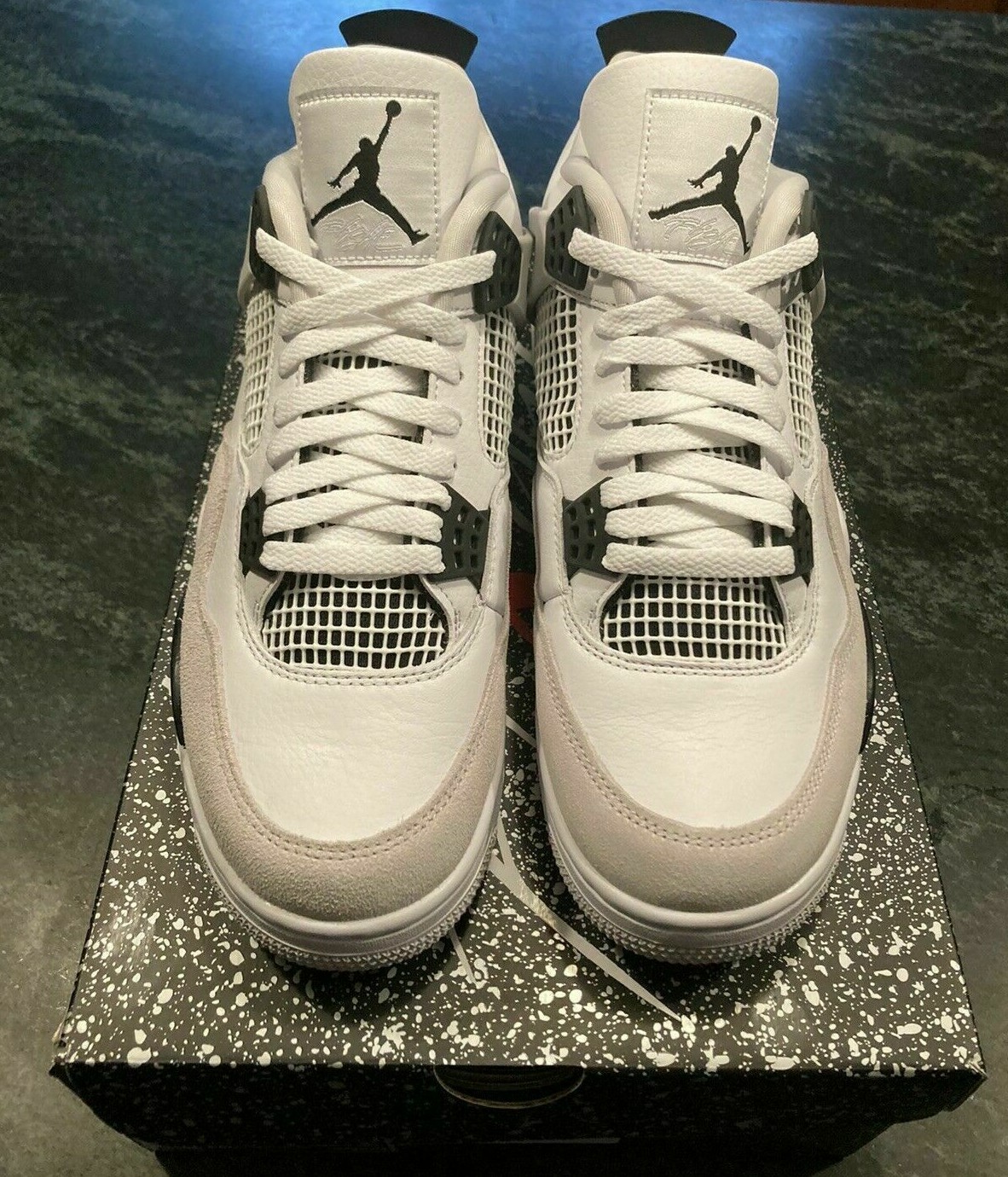 Nike Air Jordan 4 IV Retro Military Black 4-14 White Neutral Grey ...