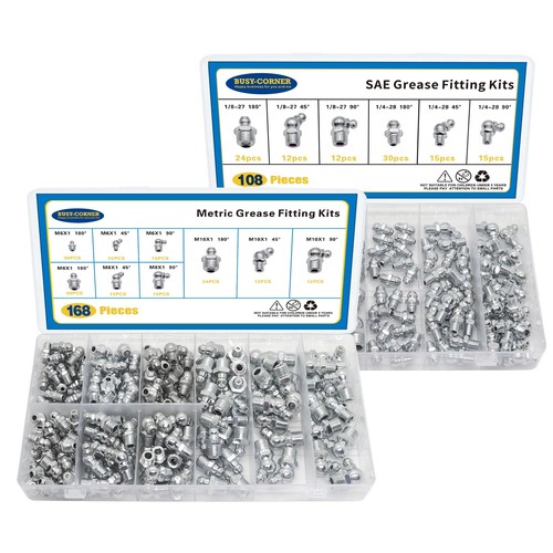 276 PCS SAE & Metric Grease Fittings Kit Hydraulic Grease Zerks ...