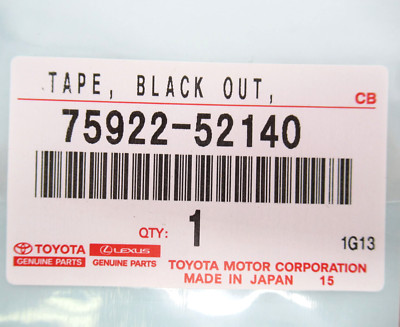 Genuine OEM Toyota 75922-52140 Driver Front Black Out Tape 2012-2019 ...