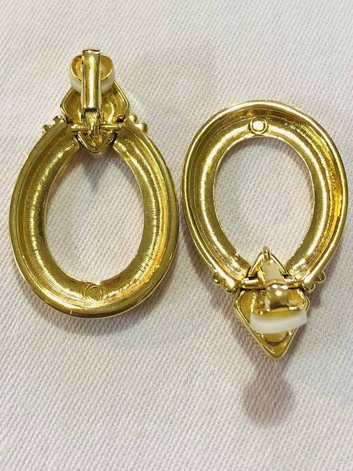 Vintage Swarovski Gold Tone Emerald Green Crystal Door Knocker Clip On ...