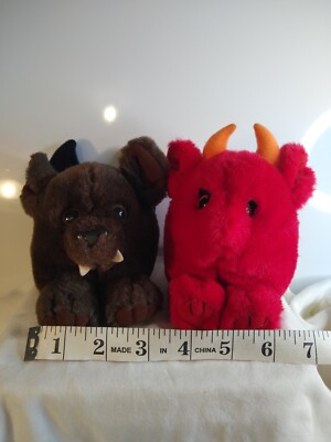 Swibco Puffkins Stuffed Animal Plush Ding Bat and Red The Devil Lot NO ...