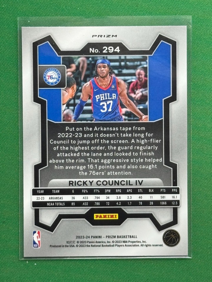 2023-24 Panini Prizm Basketball Prizms Green Parallel #294 Ricky ...