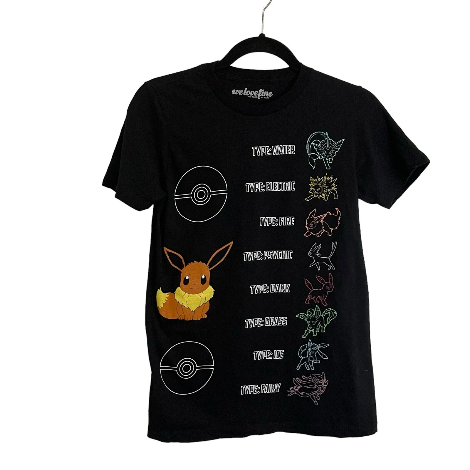 We Love Fine Pokemon Eevee Graphic Evolution Women XS… - Gem