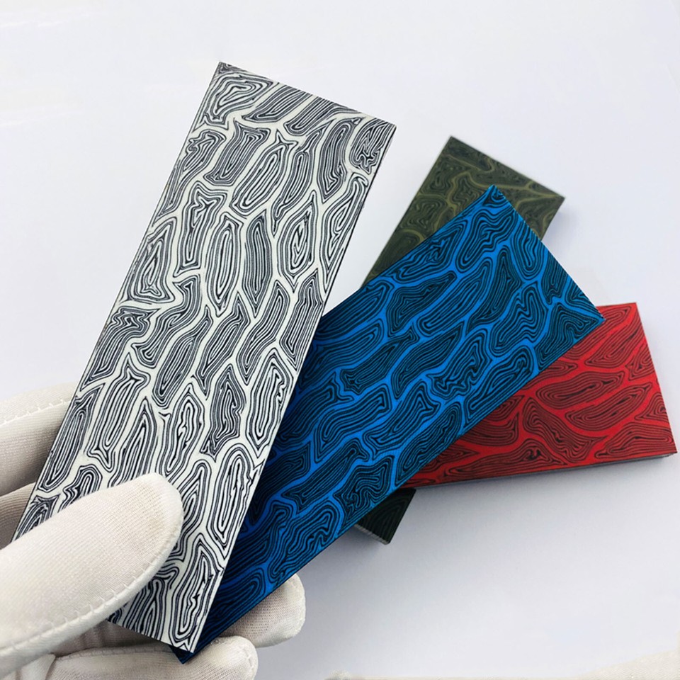 G10 Damascus Turtle Shell Pattern Knife Material Handle Scales Blanks ...
