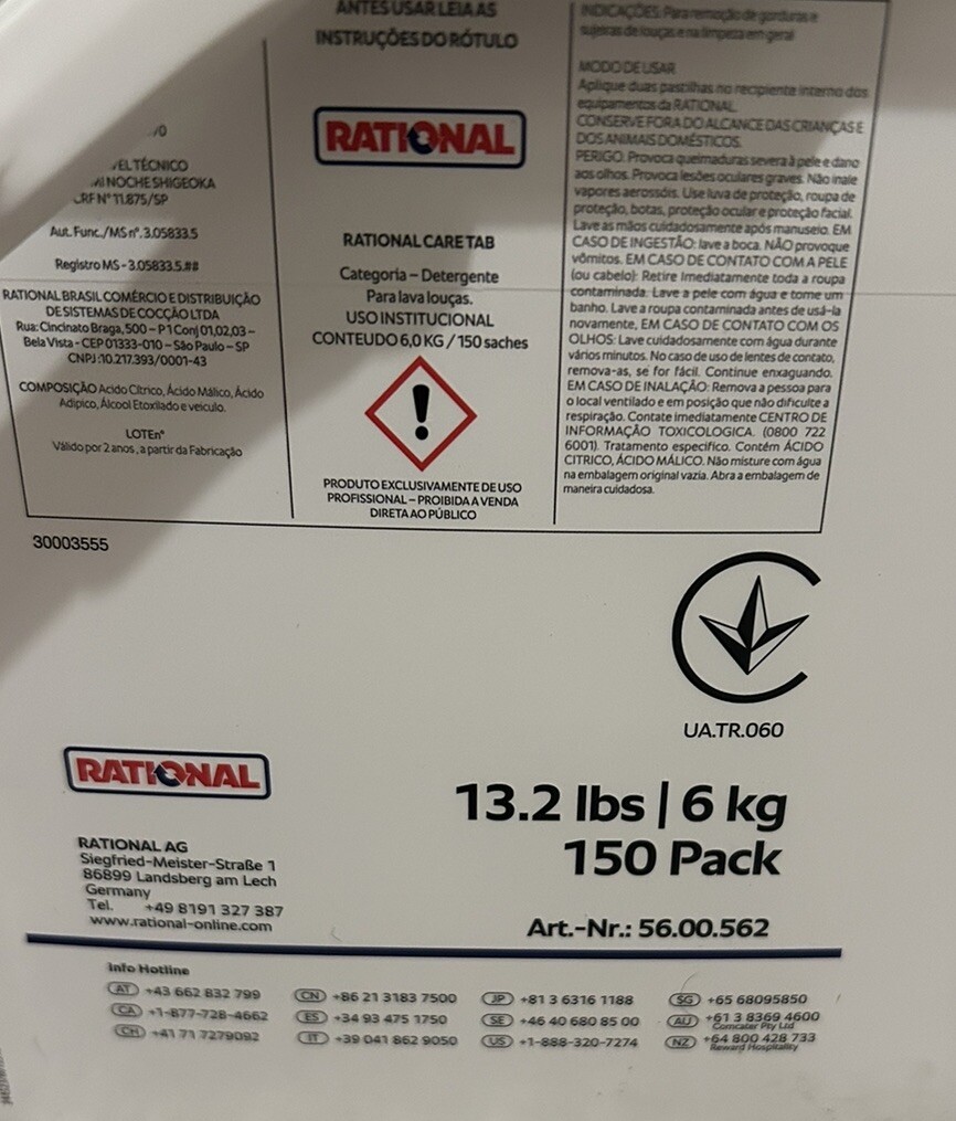 Rational 5600562 Combi Oven Care Control Cleaning Tablets - Pack of 100 ...