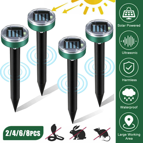 Solar Powered Ultrasonic Mole Deterrent Fox Pest Repellent Scarer ...