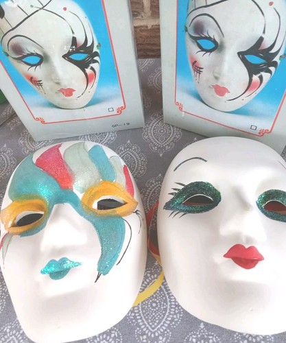 Set Of 2 Ceramic Mardi Gras Masks Wall Decor New/Old Stock 760015006120 ...