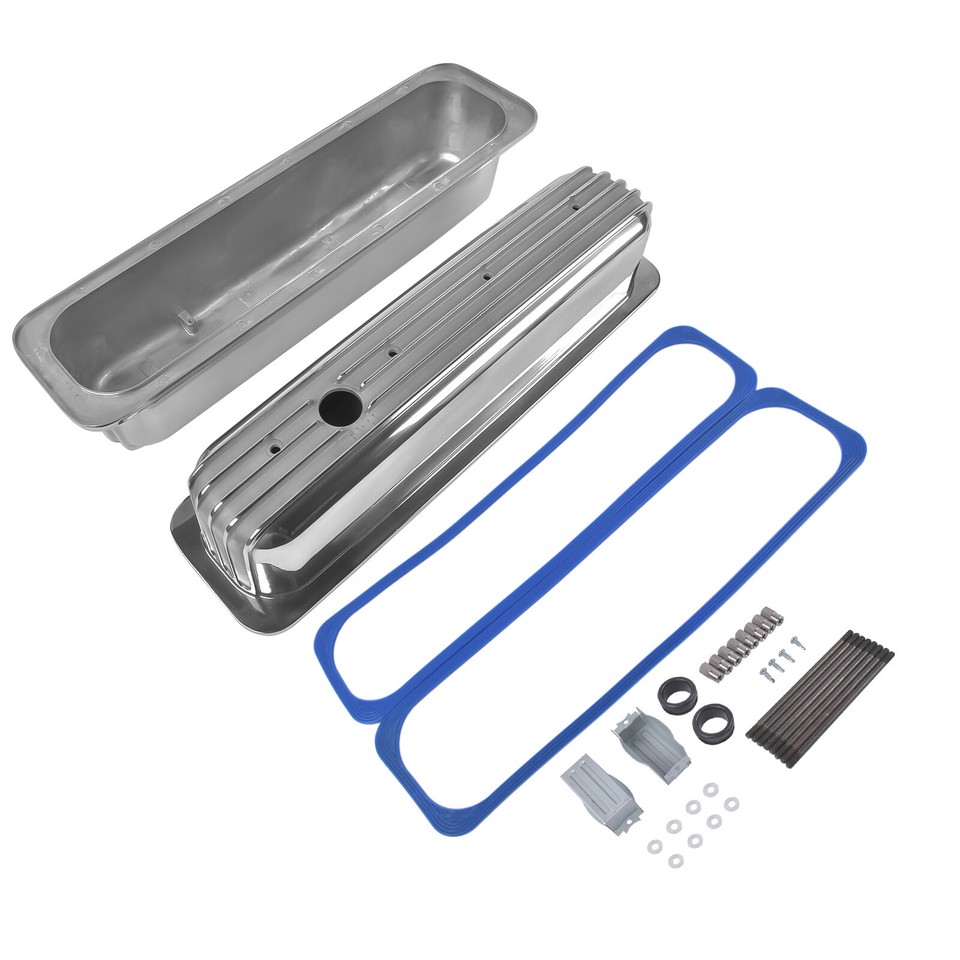 Tall Aluminum Finned Vortec Valve Covers Polished Center Bolt for Chevy ...