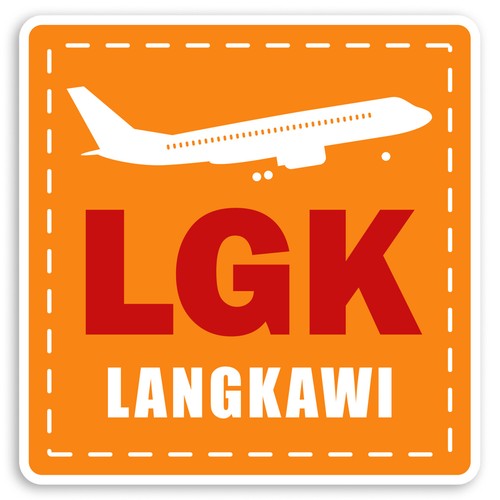 2 x 10cm LGK Langkawi Airport Vinyl Stickers Malaysia Luggage Sticker ...