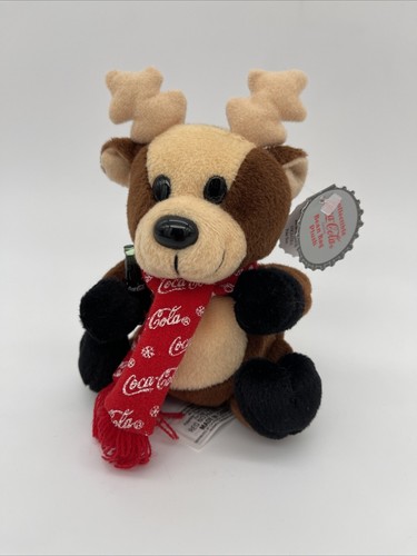 Vintage 1998 Coca-Cola Collectible Reindeer Plush Red Scarf Holding ...