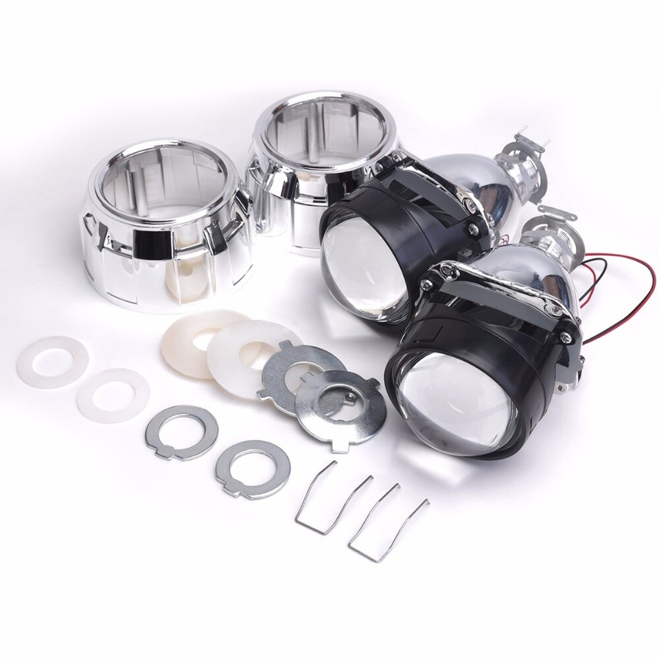 2.5'' HID Bi xenon Projector Lens +Shrouds Headlight Retrofit Fit H1 H4 ...