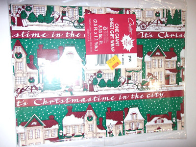 New Vintage Carlton Cards Wrapping Paper Gift Wrap Christmas Time in ...