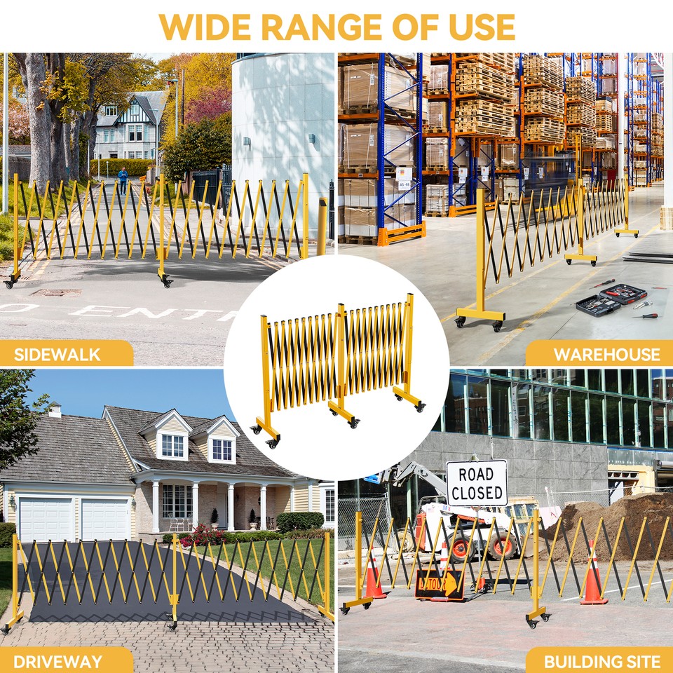 11/23FT Folding Security Gate Metal Expandable Mobile Barricade Gate ...