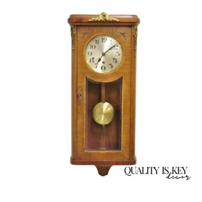 Antique German Inlaid French Style Box Wall Clock 8 Day with ...