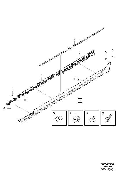 VOLVO S60 III 224 2.0 T6 Right Side Plastic Sideskirt Cover 39790367 2. ...