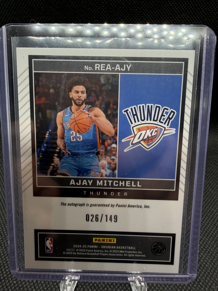 2024-25 Panini Obsidian Ajay Mitchell Rookie Eruption Auto /149 Thunder ...