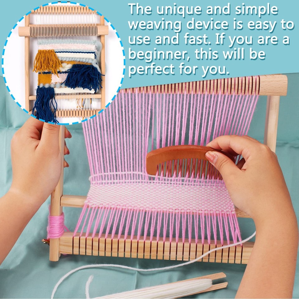 Weaving Loom Kit, 15.2"H x 9.85"W Wooden Tapestry Looms, Warp Frame ̴ ...