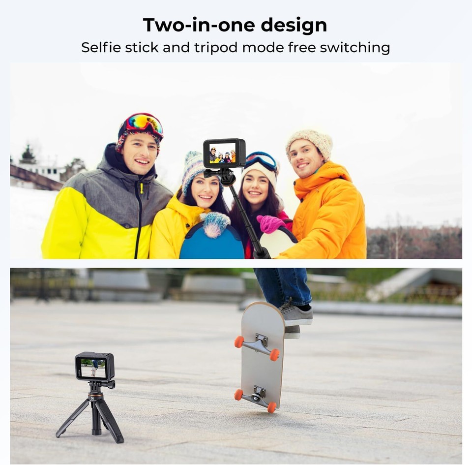 K&F CONCEPT Selfie Stick Tripod Extendable Vlog Portable Stand fr GoPro ...