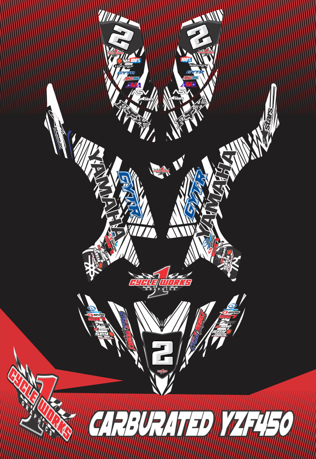 Yamaha YFZ 450 04-09 SEMI CUSTOM GRAPHICS KIT ghost | eBay