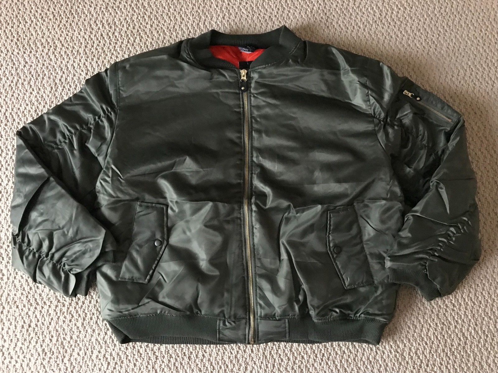 NWT Men's MJC Apparel Classic Olive Green Zip Bomber Flight Jacket ALL ...