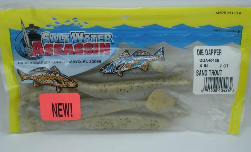 Bass Assassin DDA40426 5" Salt Water Die Dapper Sand Trout 7CT | eBay
