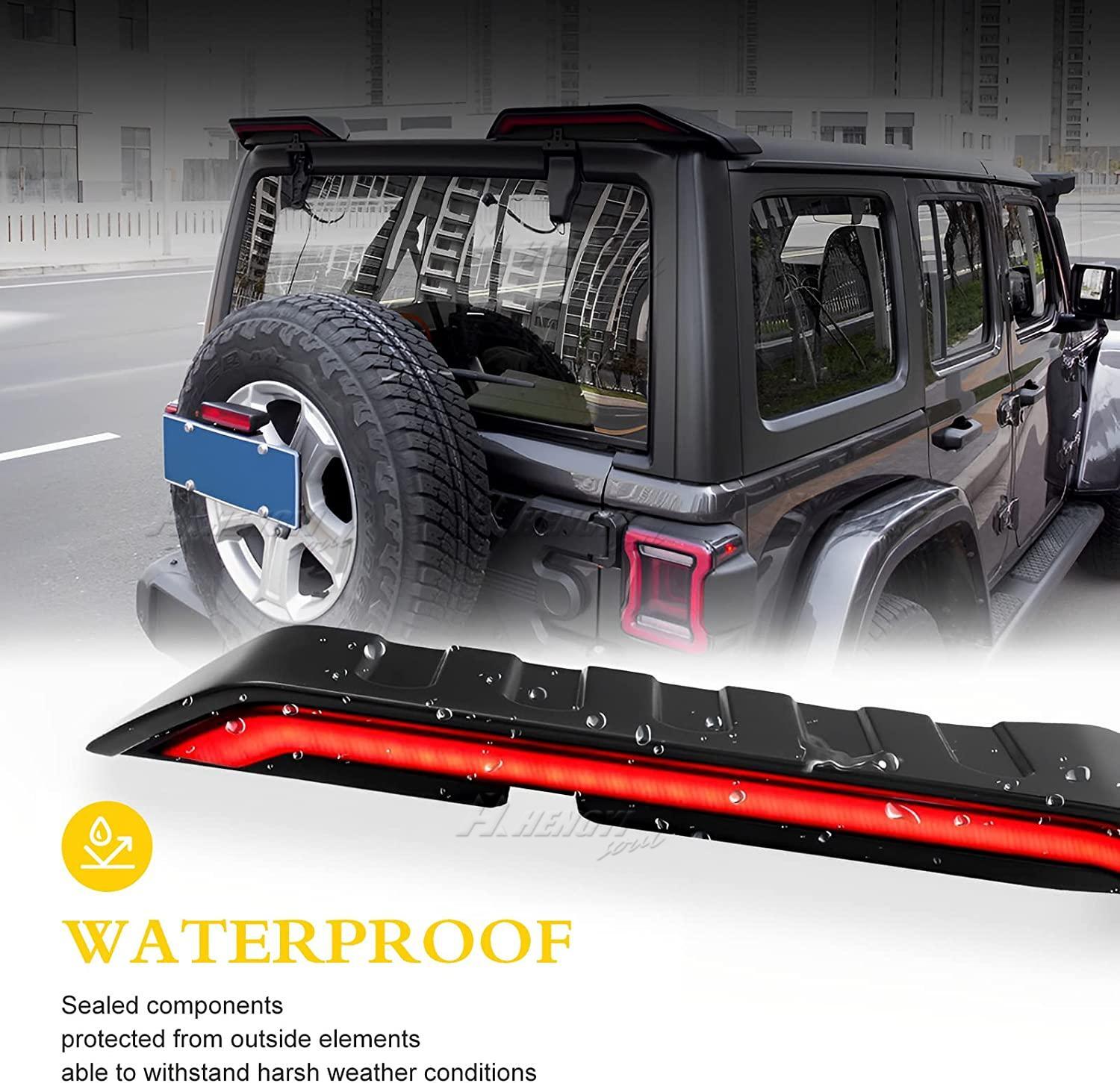 For Jeep Wrangler JK JL 2007-2017 Rear Roof Spoiler Wing W/ Tail LED Light Lamp | eBay