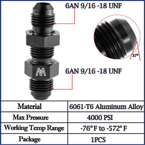6AN Straight Bulk Head Fitting With Nut for fuel /oil / water 6AN ...