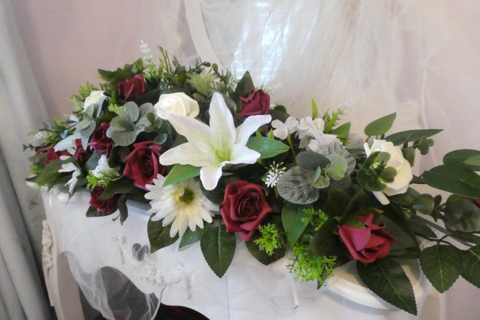 Artificial Funeral Flower Coffin Spray Tribute Casket Topper Wreath ...