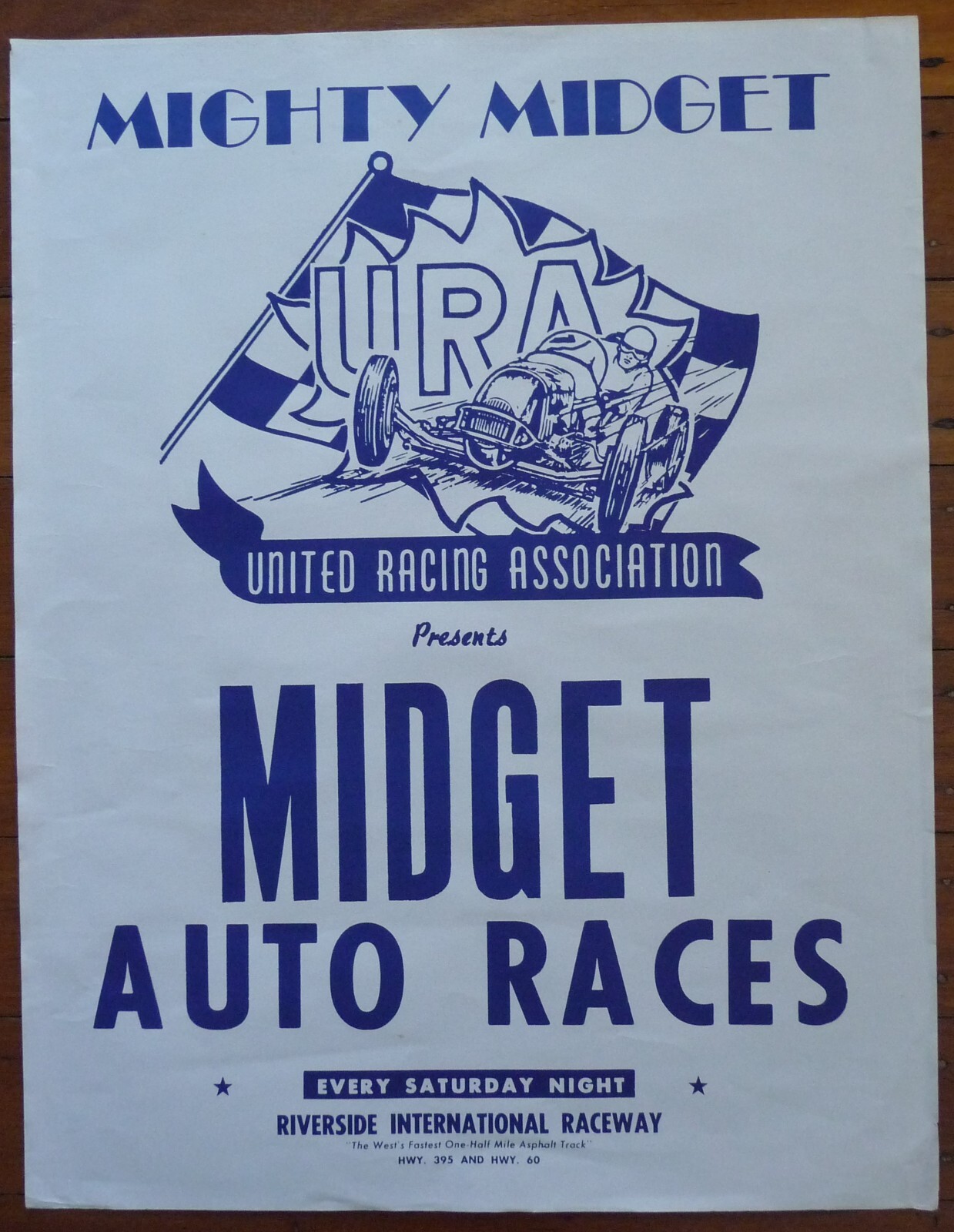 MIGHTY MIDGET URA AUTO RACES Original Vintage American Poster | eBay
