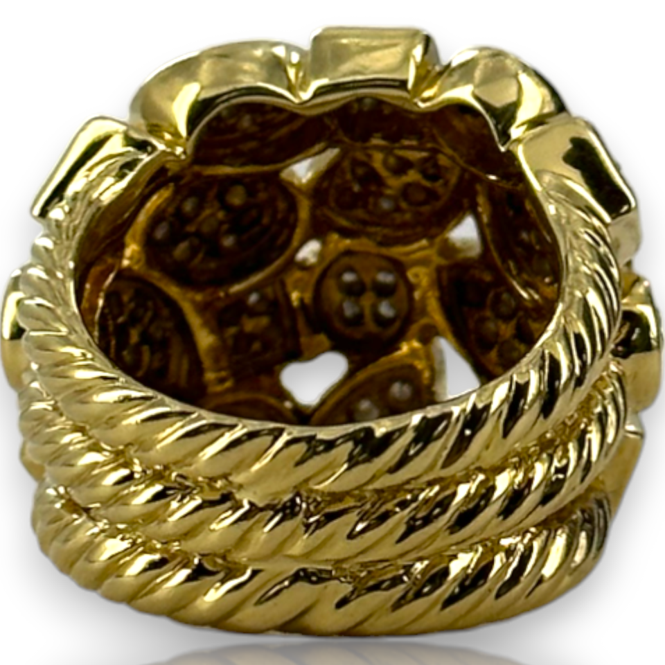 David Yurman Wide Diamond Dome Confetti Ring Yellow Gold 18k 750 Size 6 ...