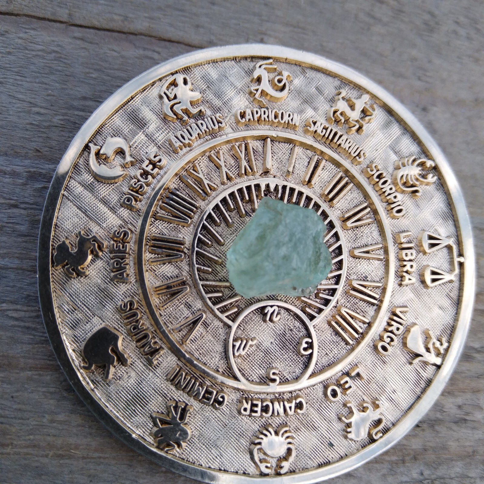 Vintage Signed Tortolani Gold Zodiac Sundial Brooch F… - Gem