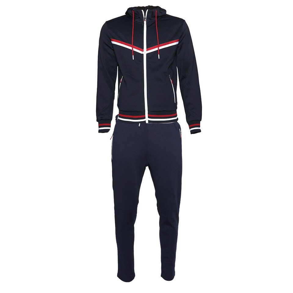 Mens Athletic Tracksuit Set Gym 2-Piece Zip Up Jacket Jogger Pants | eBay